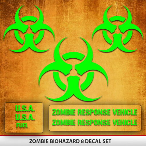 Zombie Biohazard Decal Set 8 Decals | AlphaVinyl